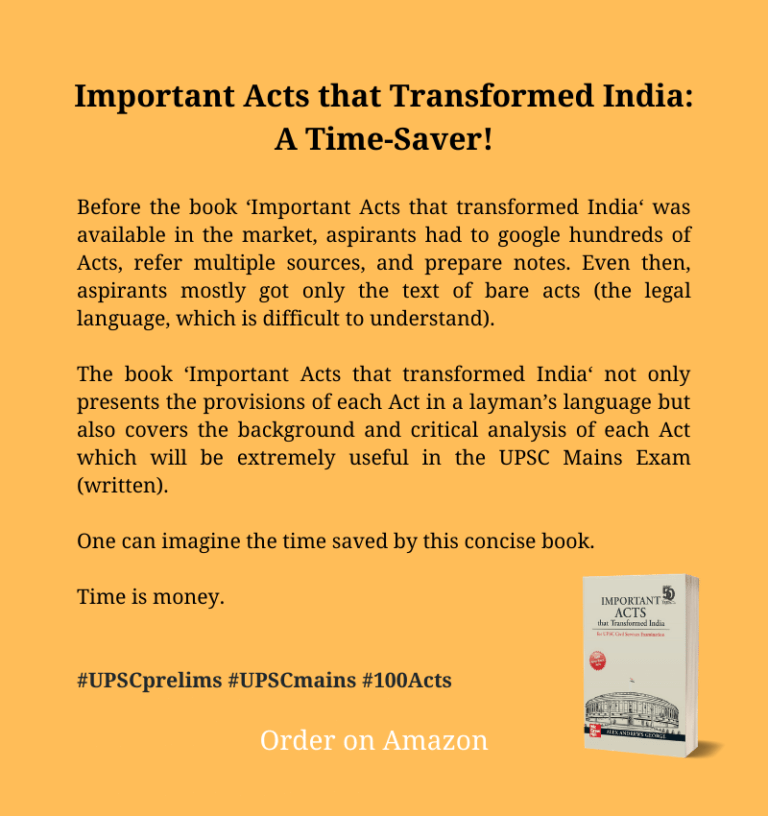 100 Must Know Acts Enacted by the Indian Parliament (Included in the ...