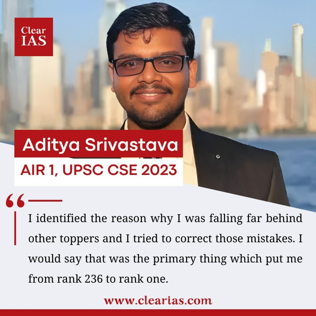 Aditya Srivastava Marklist: How He Secured All India Rank 1 in UPSC CSE 2023 - ClearIAS